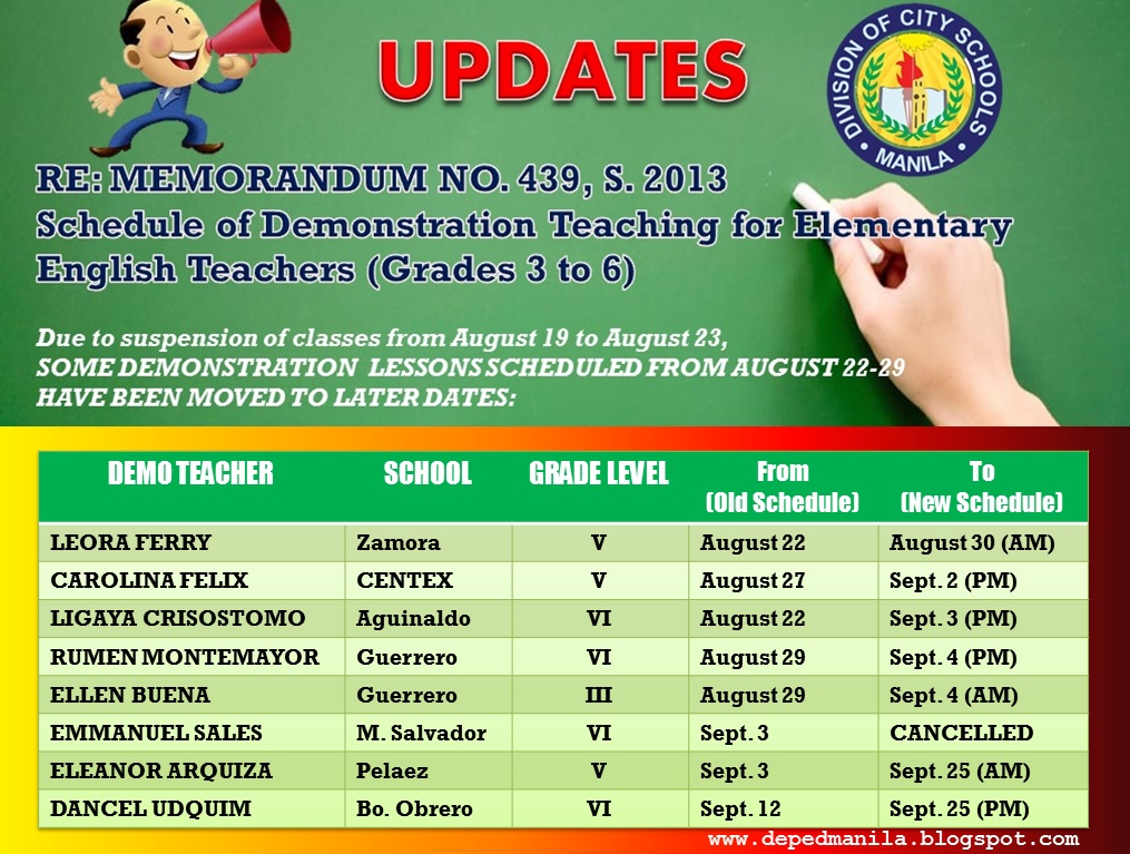 Department of Education Manila: UPDATES: Division Memo 439