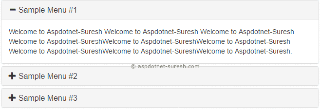 Bootstrap Accordion with Plus Minus Icons Example - ASP.NET,C#.NET,VB ...