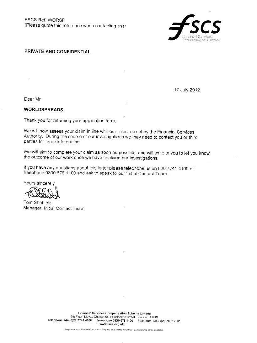 Afectados por Worldspreads: Nueva carta del FSCS, de respuesta al ...