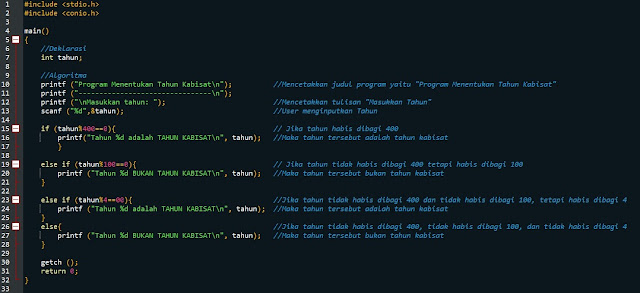 Membuat program tahun kabisat dengan Bahasa C