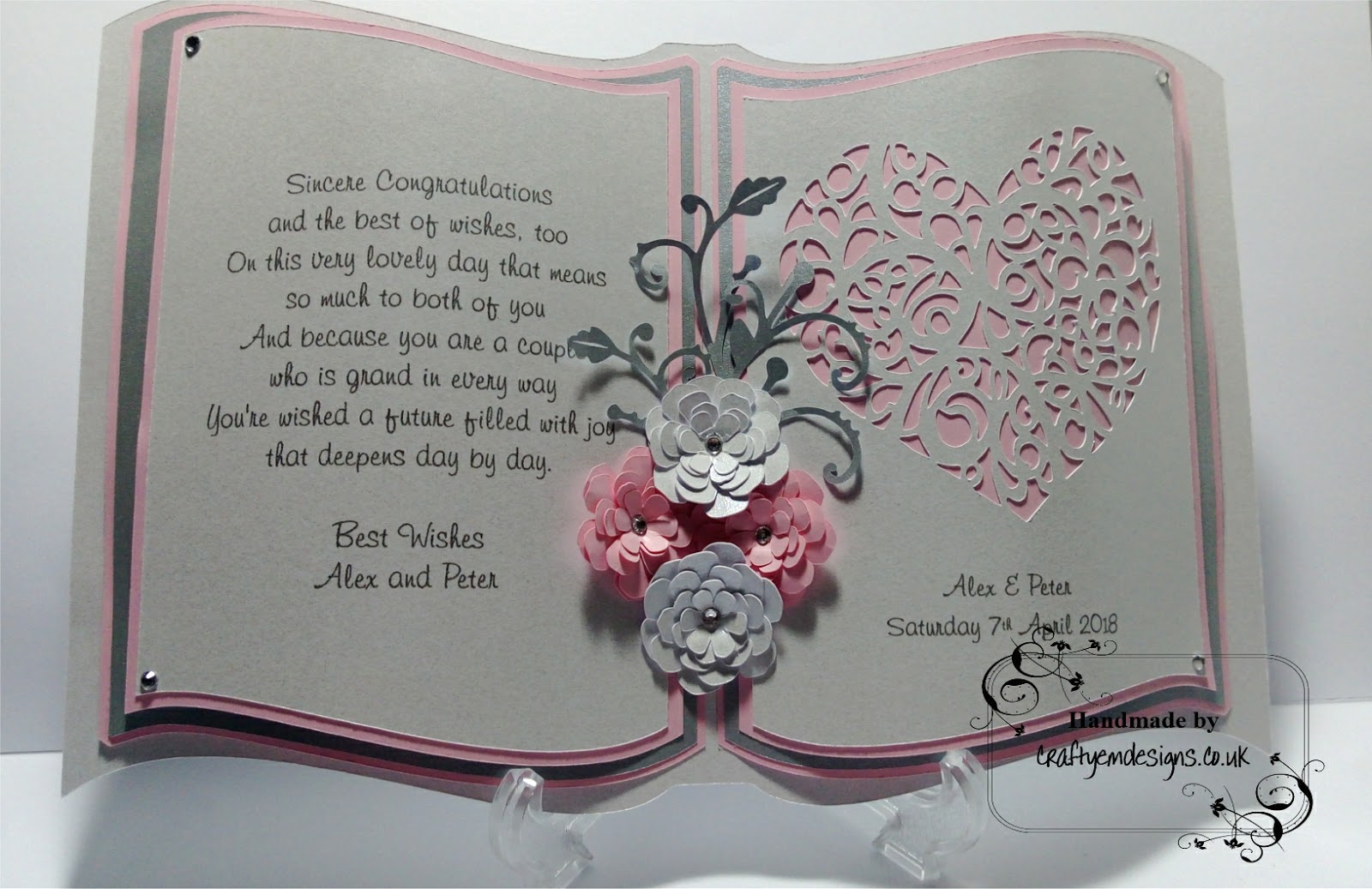 craftyemdesigns: Open Book Wedding Card