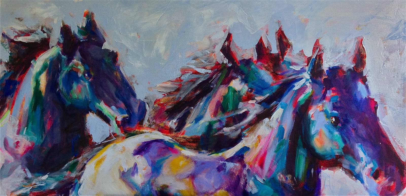 Daily Painters Abstract Gallery: STAMPEDE original oil horse painting ...