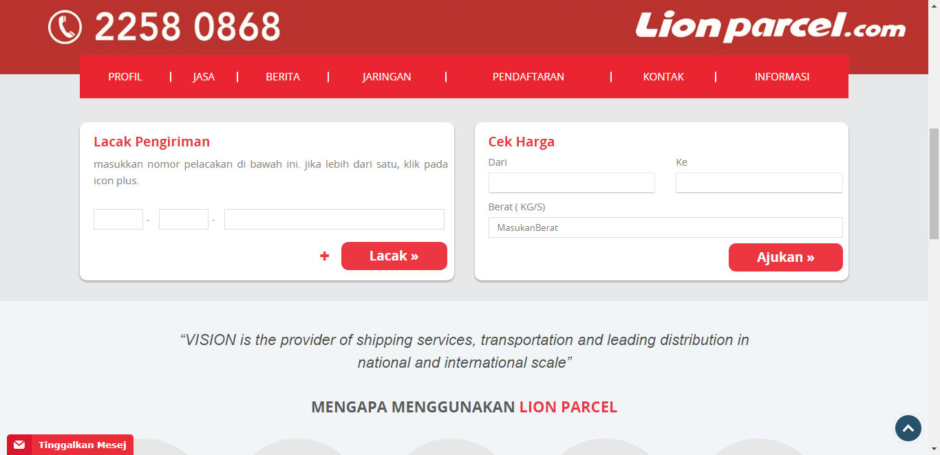 Lacak Pengiriman Lion Parcel | Sunarto,S.Kom