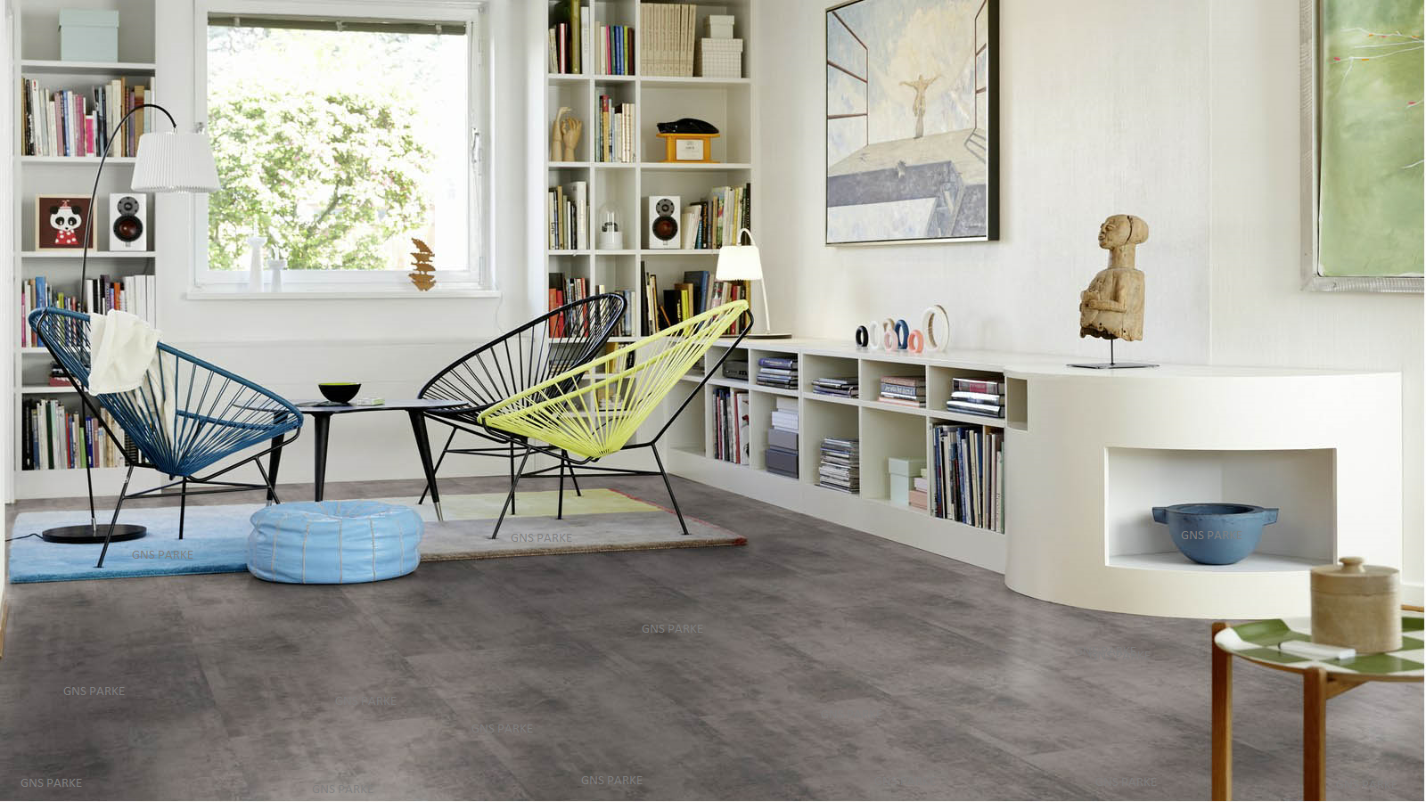 Karo Laminat Parke: Metalik Gri Düz Kenar Karo Laminat Parke