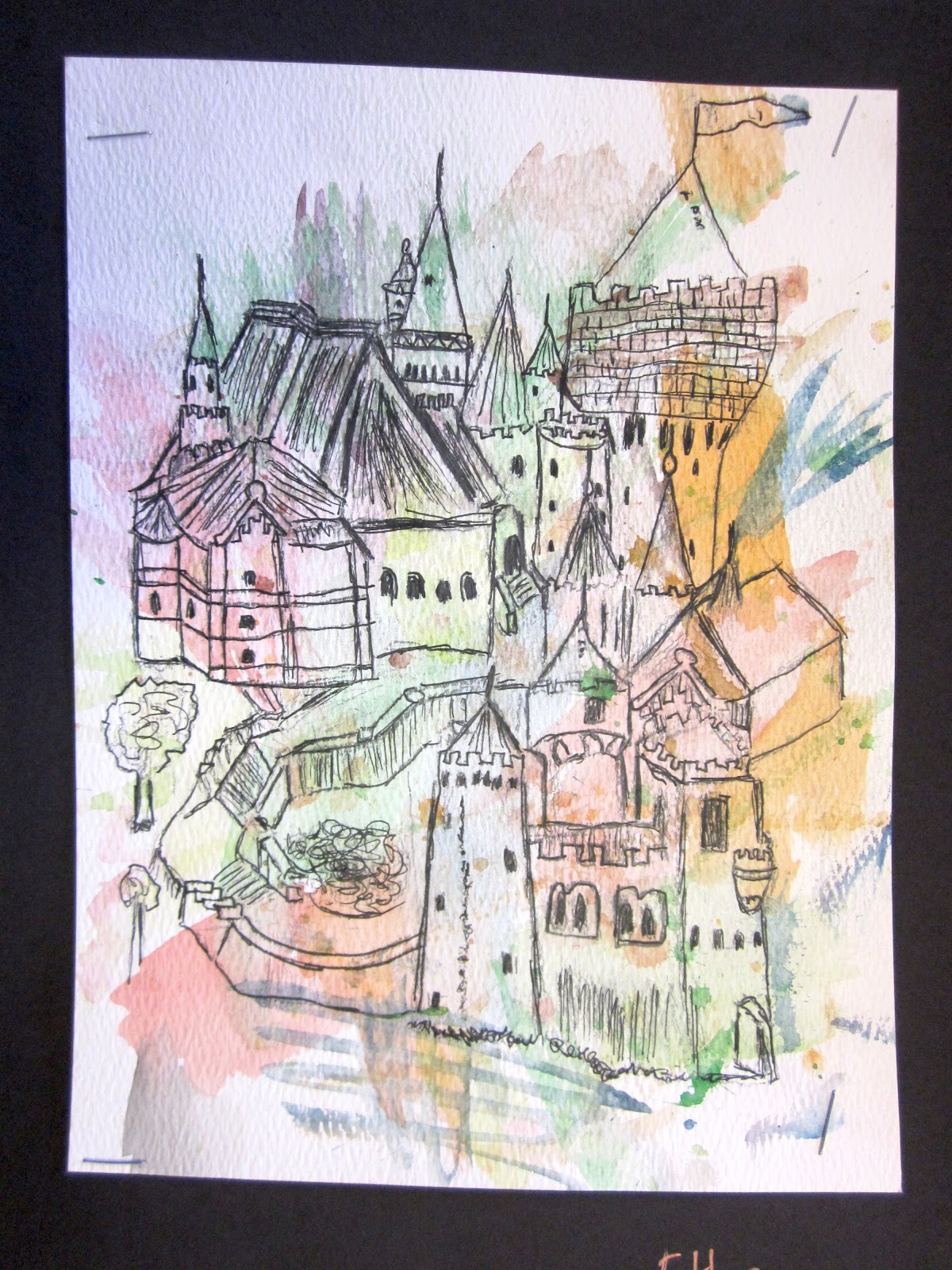 Art is Basic-- Art Teacher Blog: Castles with Pen and Watercolor-- 5th ...