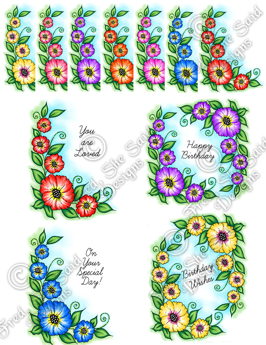 Fred, She Said Designs .... The Store: Doodled Floral Corner 1