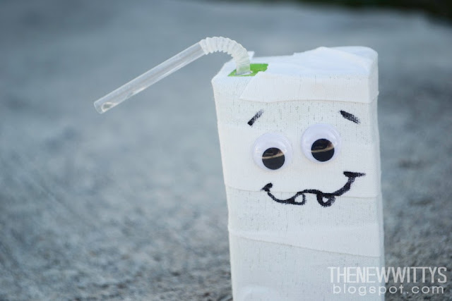 Easy Halloween Treat: mummy juice box - The New Wittys