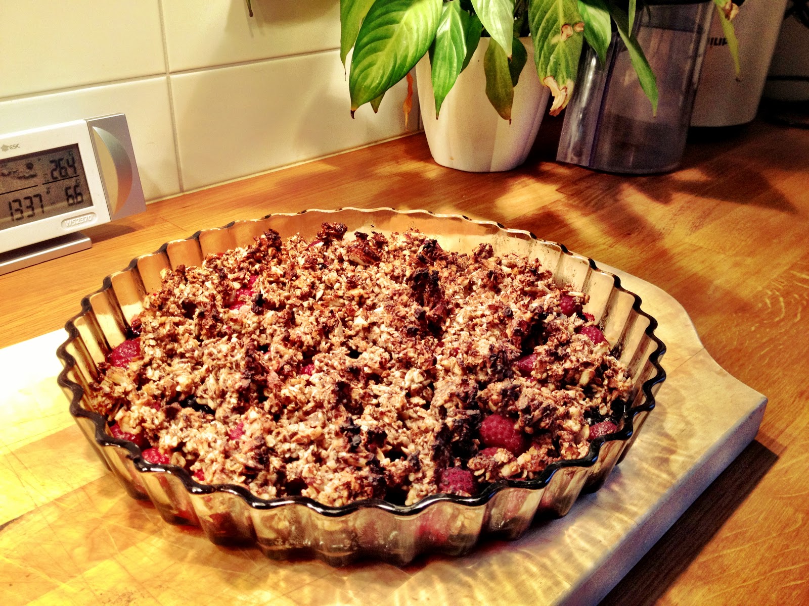 Micha & Flipp: "Nyttig blåbär/hallon smulpaj".