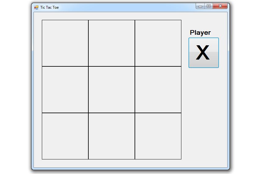 Develop Tic Tac Toe game using basic Windows Form and C# Dotnet codes