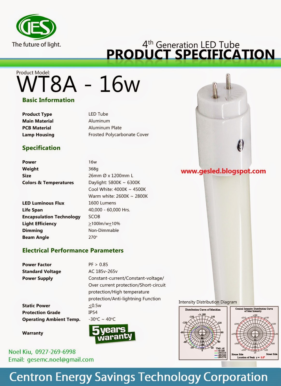 Technical Specifications | GES 4th generation LED lights