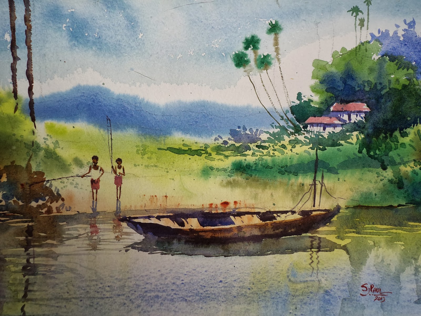 Subhajit's world of Paintings: Kheya Ghat VI...watercolour