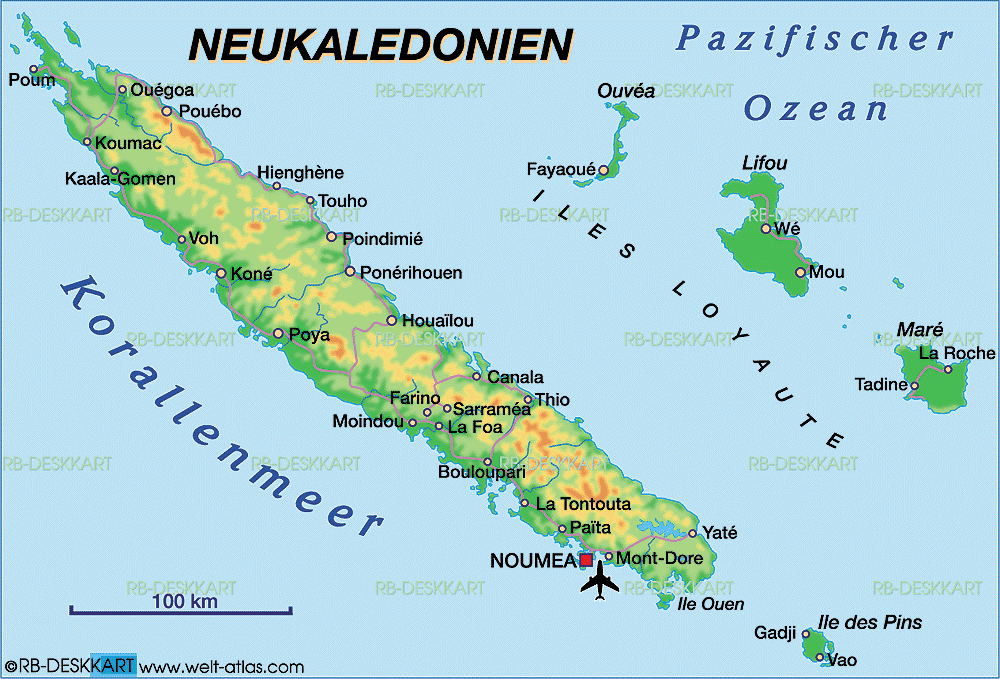NEW CALEDONIA - GEOGRAPHICAL MAPS OF NEW CALEDONIA (FRANCE)
