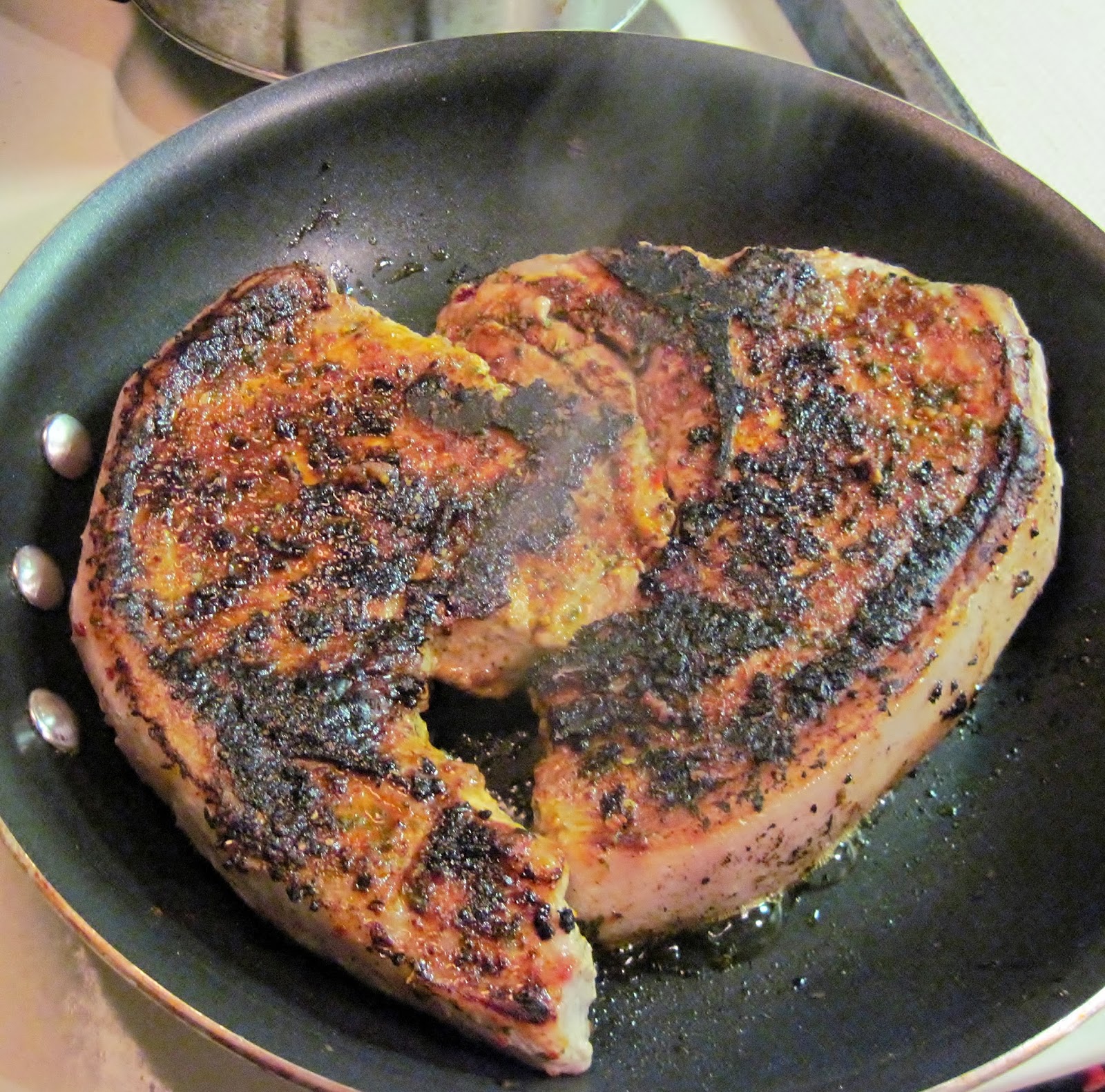 Carolina Sauce Company: Pan-Seared Pork Chops with Sauteed Spicy Greens