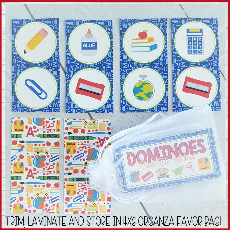 {NEW} Back to School Dominoes PRINTABLE GAME! - My Computer is My Canvas