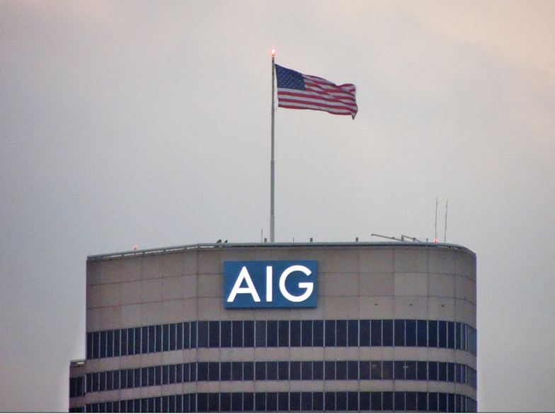 Houston in Pics: AIG Tower with giant flag and lettering