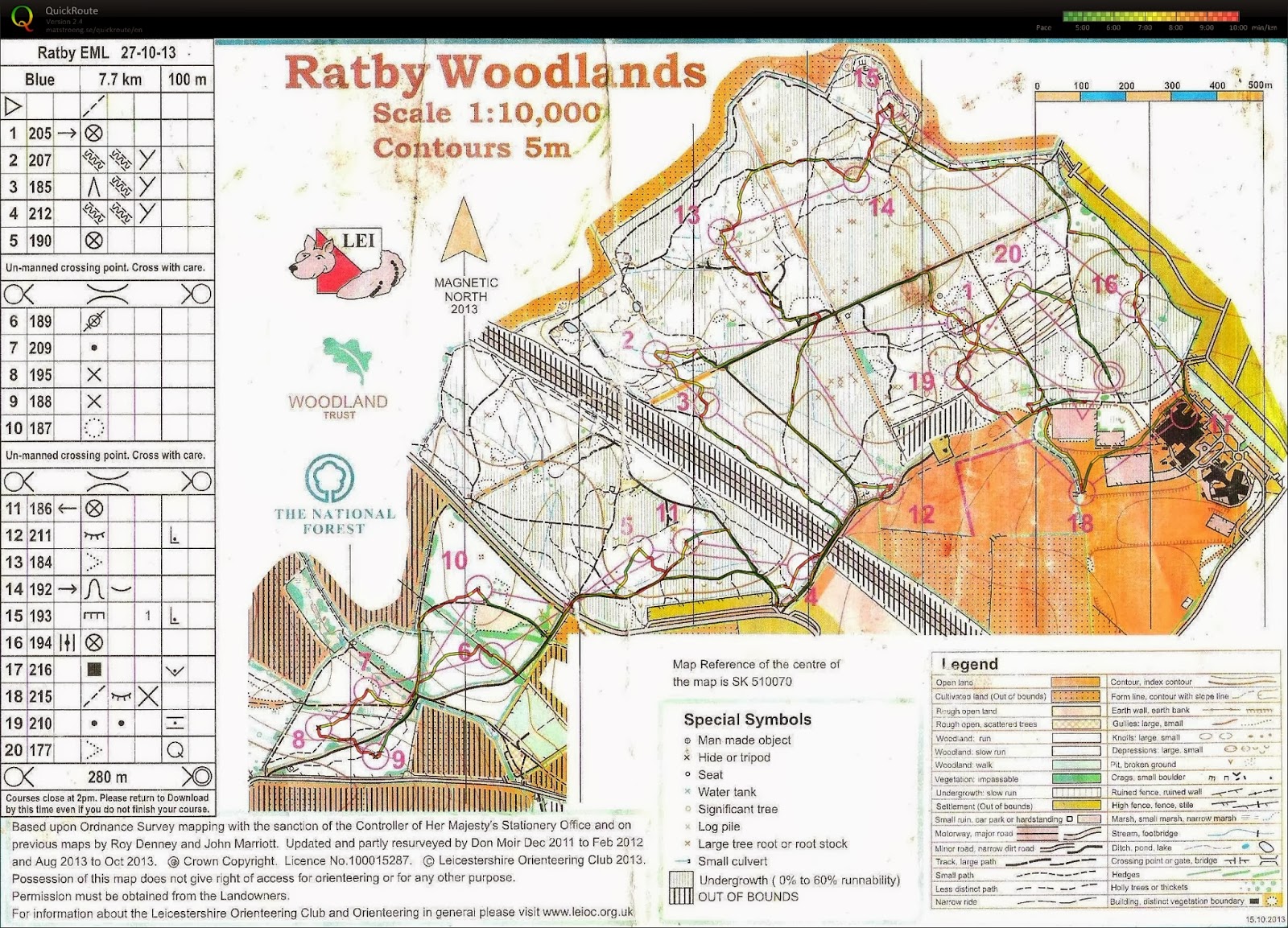 Orientēšanās kartes: Ratby Woodlands (Leicester)