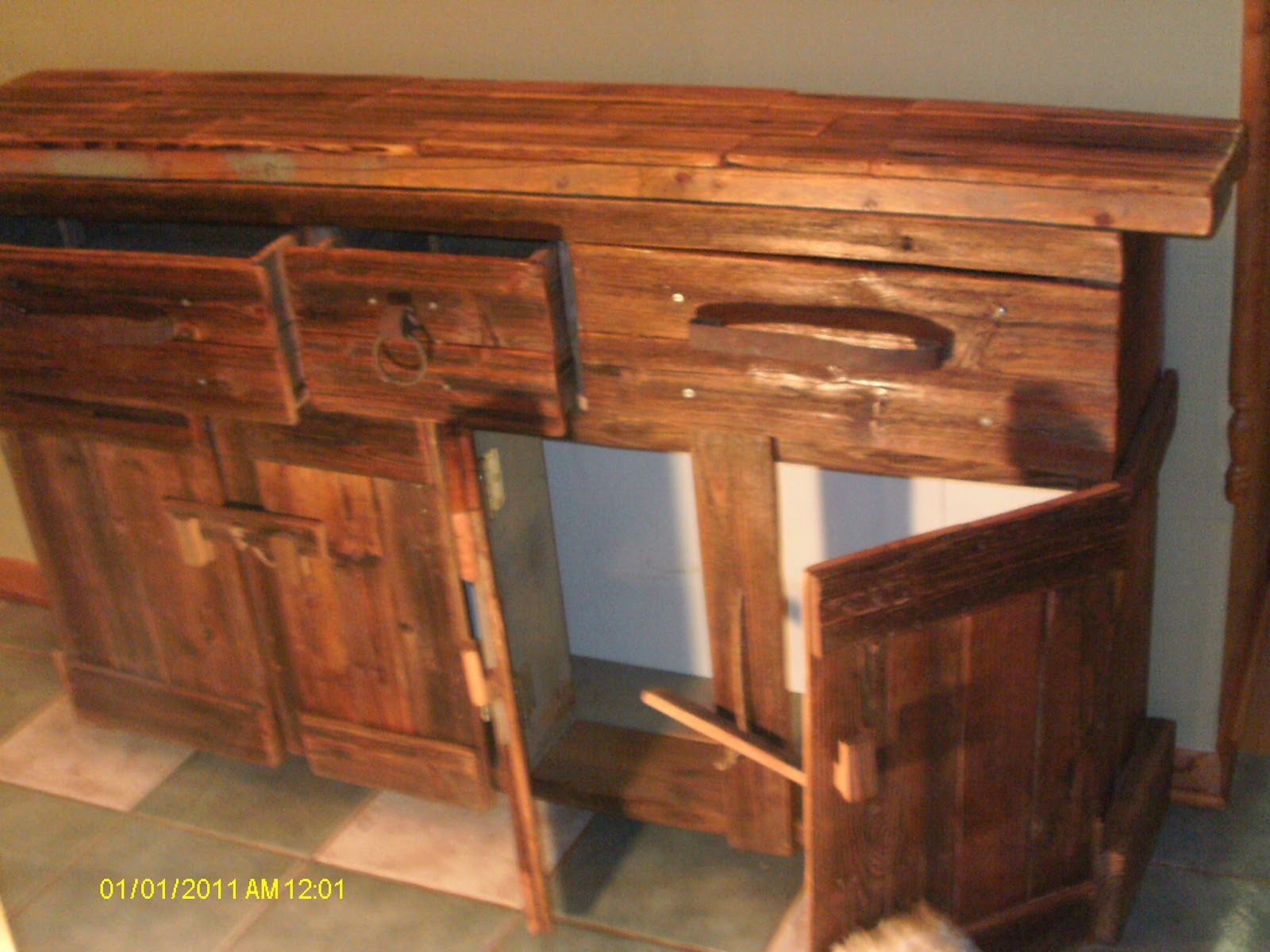 Handmade Rustic & Log Furniture: Finished Entry Way Cabinit and ...