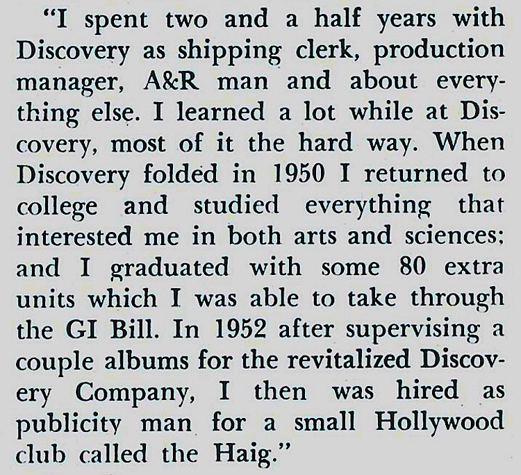 PACIFIC JAZZ / WORLD PACIFIC LABELOGRAPHY: RICHARD EUGENE BOCK