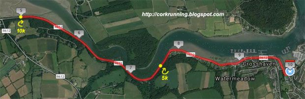 Near the turn around point for the 5k race