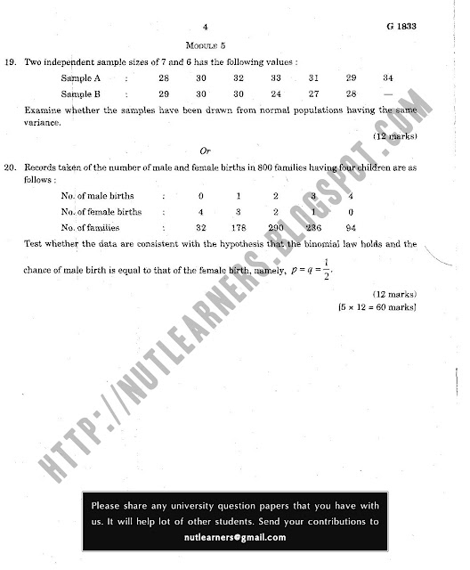 Engineering Mathematics III - MG University Question Paper | Nut Learners