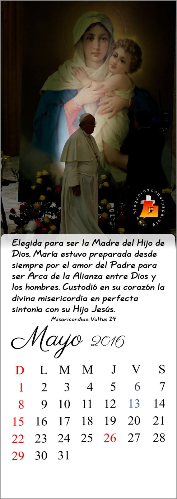 TARJETAS Y ORACIONES CATOLICAS: MES DE MAYO 2016 CALENDARIOS