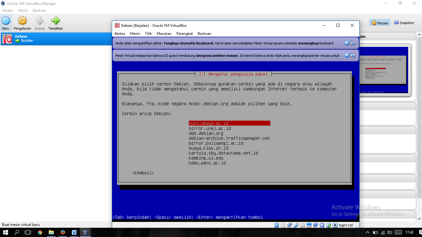 Tutorial Install Linux Debian Berbasis (CLI) melalui Virtual Box
