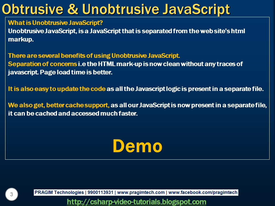 Sql server, .net and c# video tutorial: Part 87 - What is Unobtrusive ...