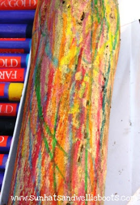 Sun Hats & Wellie Boots: Rainbow Stick - Exploring Oil Pastels on Wood