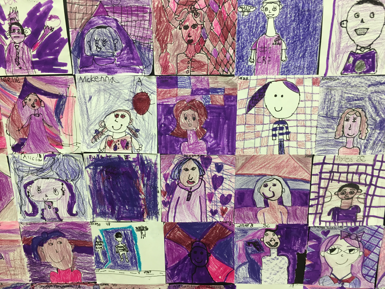 Rainbow Art Room: K - 5 Monochromatic Self-Portrait Collaborative Mural