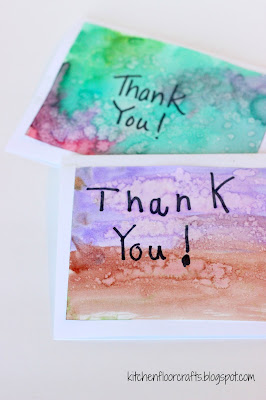 Kitchen Floor Crafts: Salt and Watercolor Thank You Cards