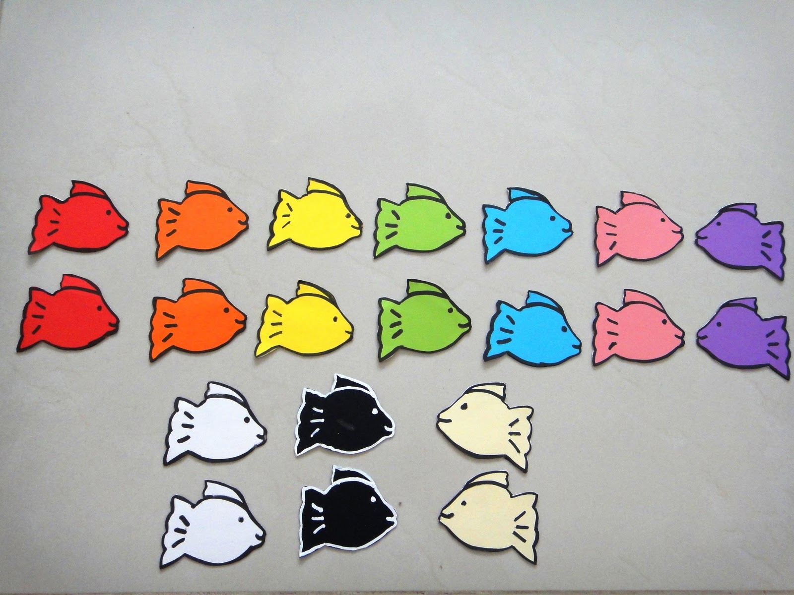 DIY Flashcard & Edu Toys: Matching color fish