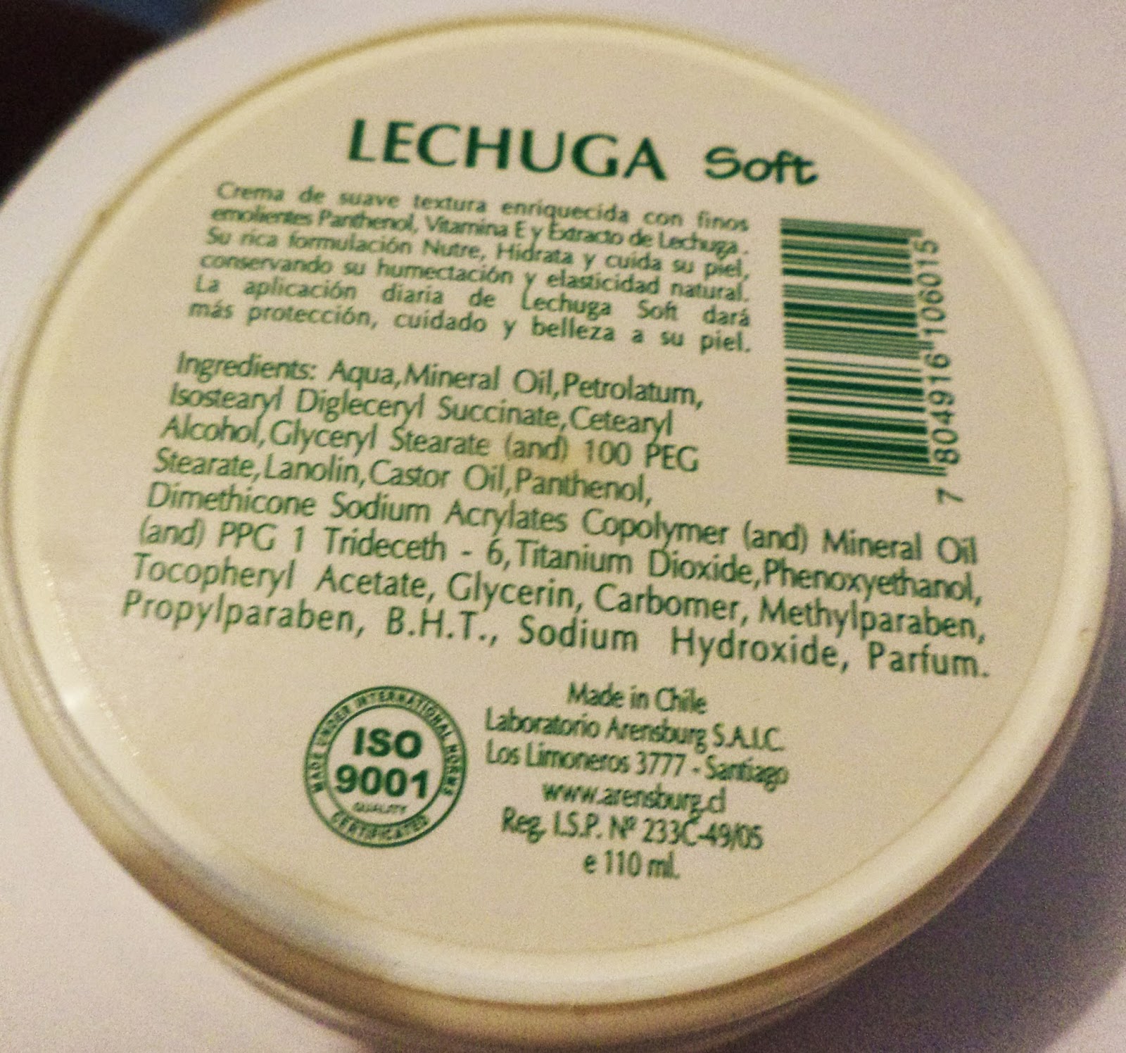 Ingredientes de Productos: CREMA: LECHUGA soft