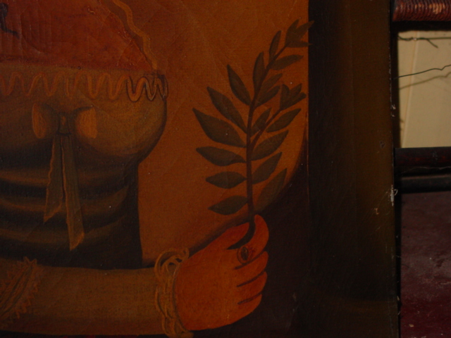 Primitive Folk Art Lady with Feather and Leaf