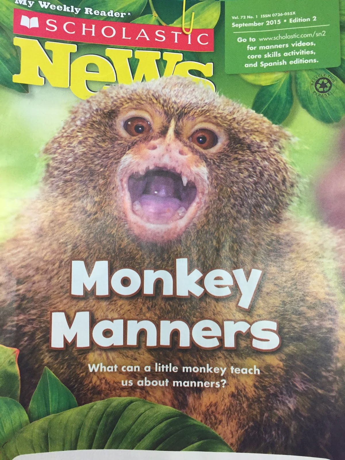 Mrs. Wells' Second Grade Blog!!: Monkey Manners
