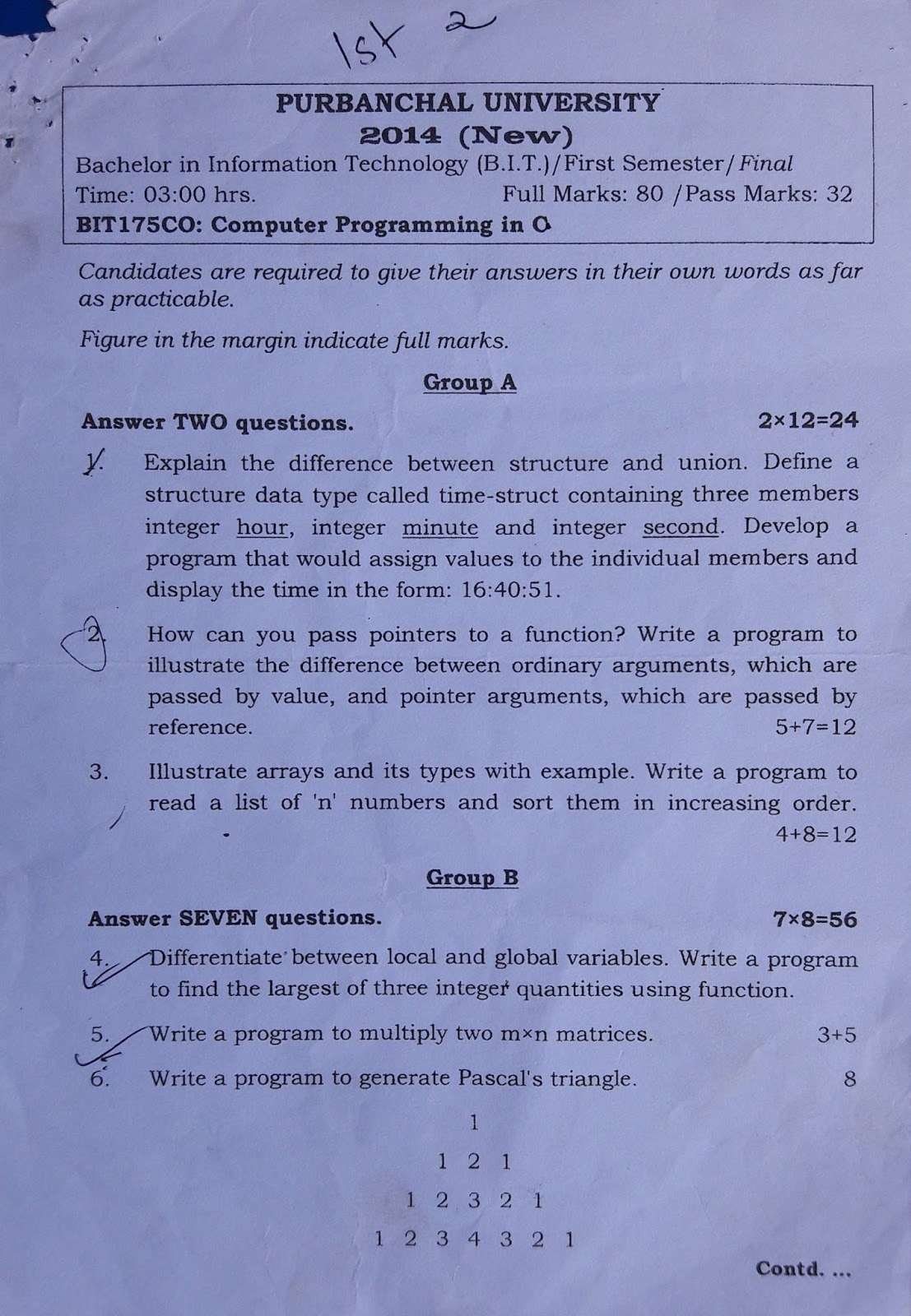 1st Semester Old Questions