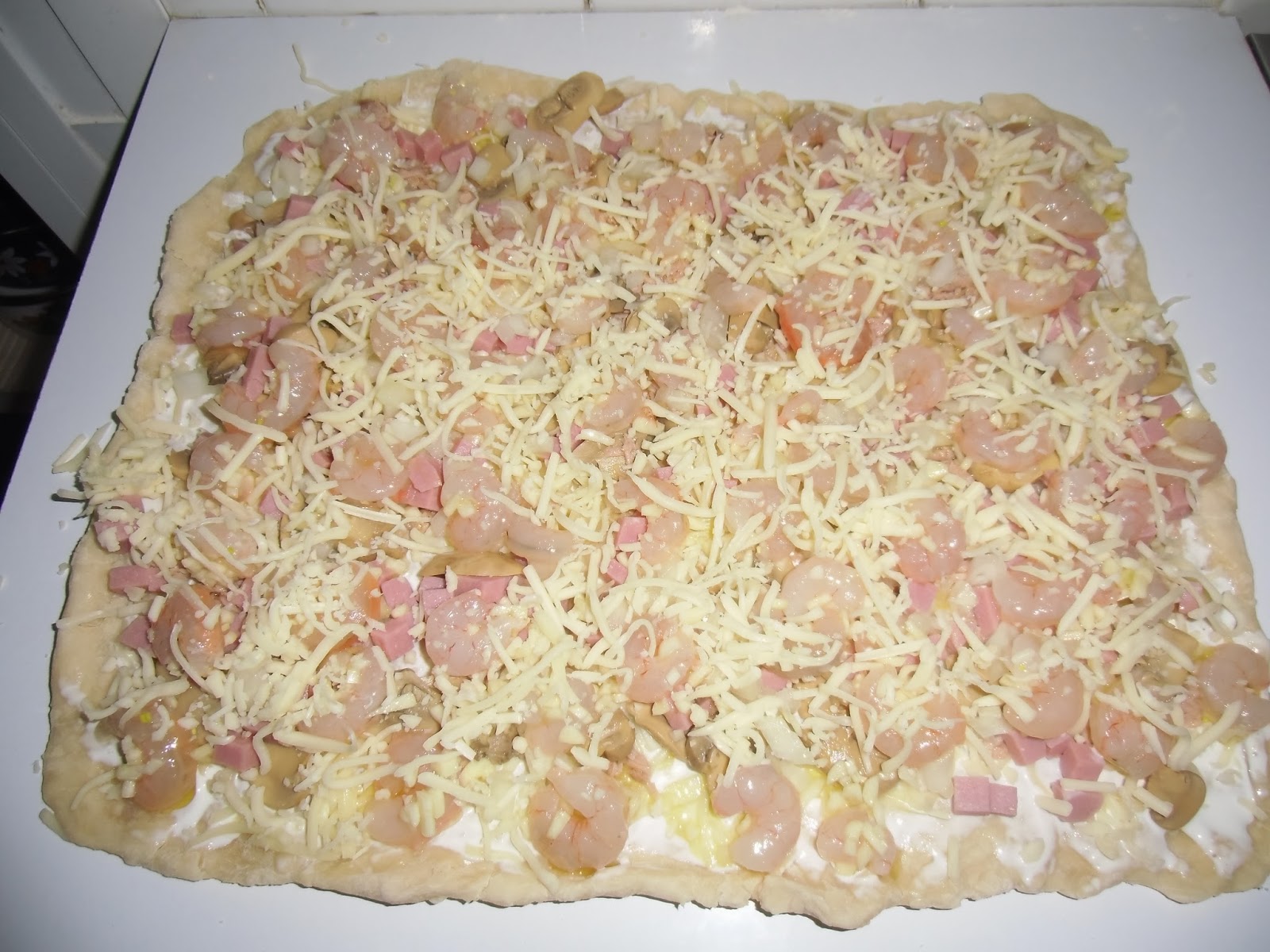 Mi Sartén: Pizza casera de gambas al ajillo