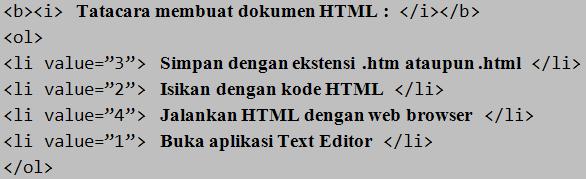 Penggunaan LIST dalam HTML dan cara Penyusunannya ~ Learning with Gilang