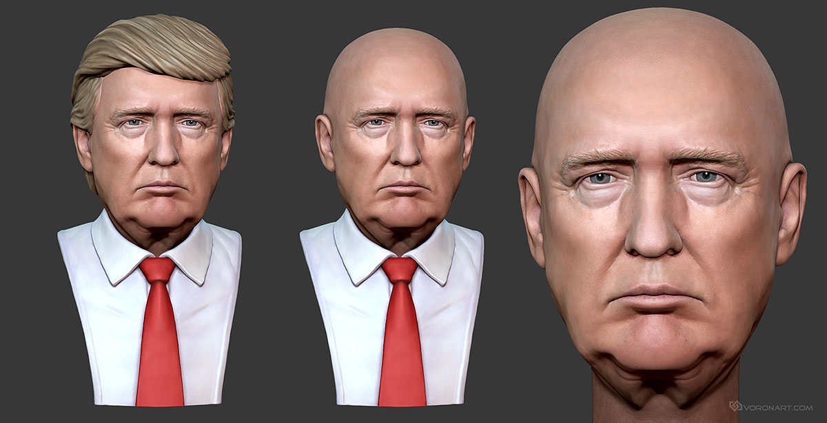 voronartcom. 3d-characters: Donald Trump and Hillary Clinton 3d portraits