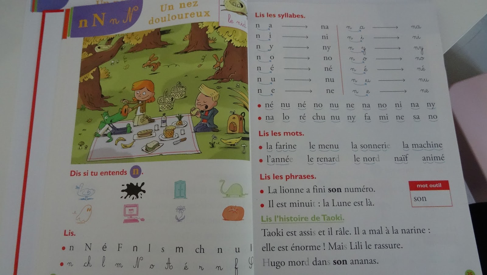 Taoki : 1ère période, chapitre 4 : La forêt les sons "ch" et "n"