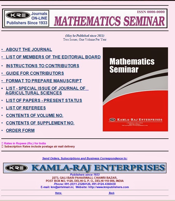 The journal Mathematics Seminar (Math Sem) ~ Free Journal
