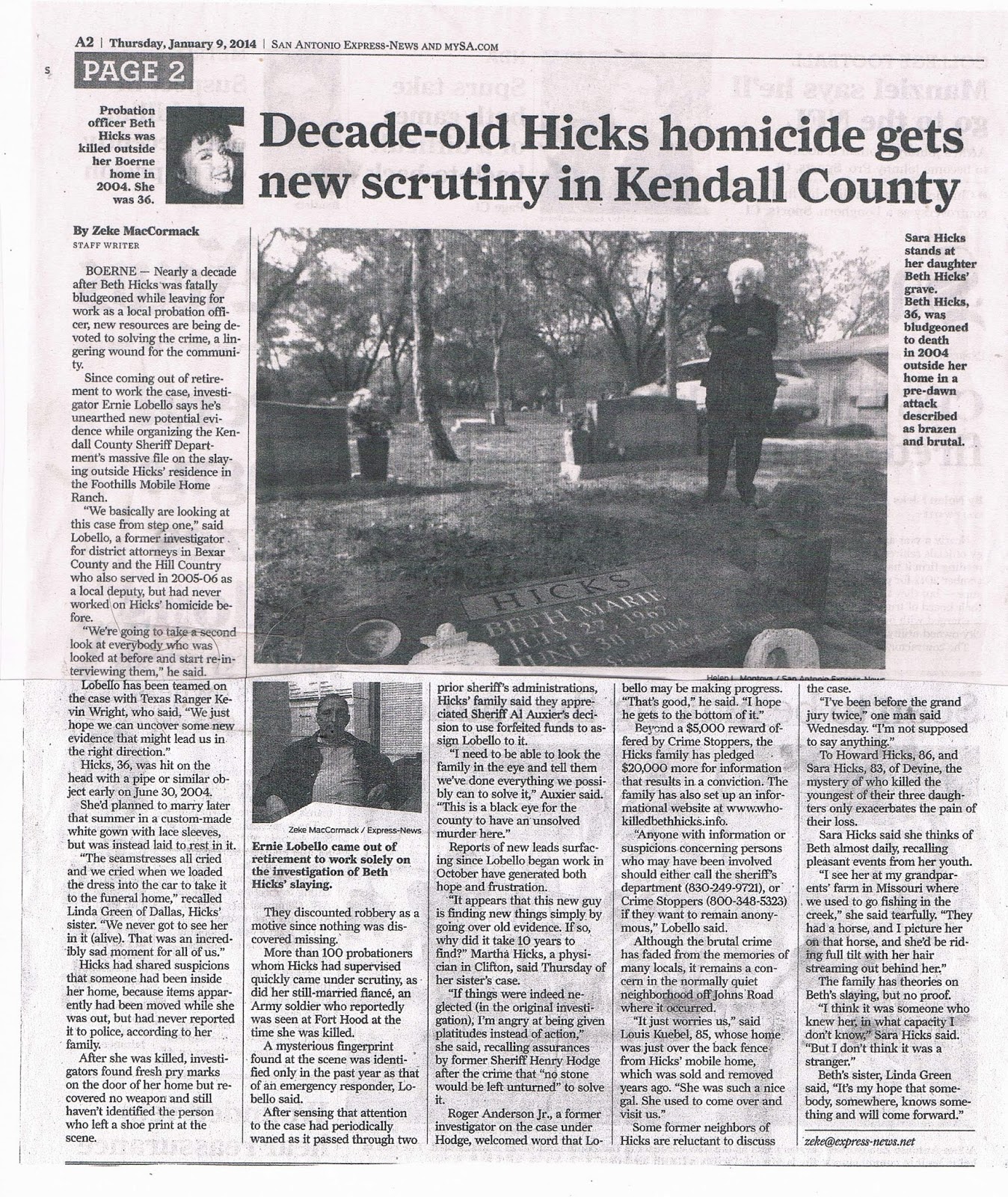 Victims of Organized Crime in Central Texas: Hicks Case Reopened