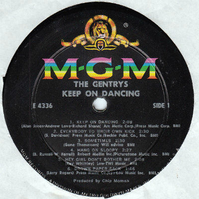 MONOLOVER: THE GENTRYS/KEEP ON DANCING E 4336 (-65) US MONO