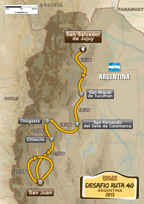 Proyectos de Diputados Nacionales: Mapa del Recorrido Desafio Ruta 40