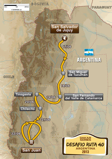 Proyectos de Diputados Nacionales: Mapa del Recorrido Desafio Ruta 40