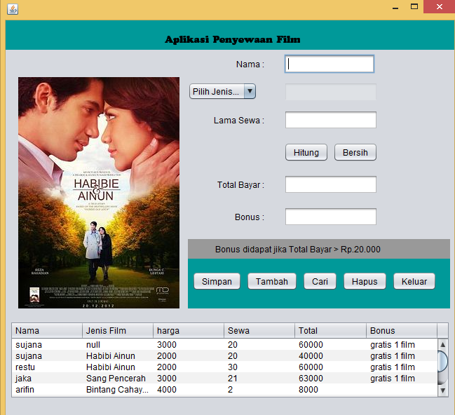 Program Java Netbean Aplikasi Penyewaan Film | SERIUS BELAJAR