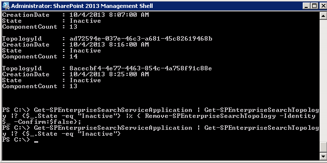 SteveMann's Path: SharePoint 2013: Cleaning Up Inactive Search Topologies