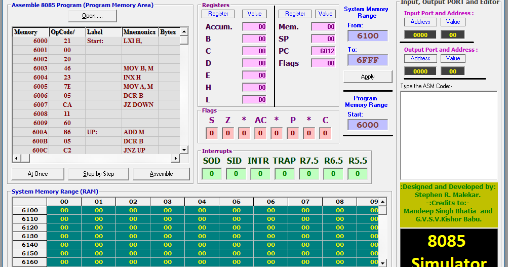 Visual Basic 6.0 - Superior Source Code: 8085 MICROPROCESSOR SIMULATOR