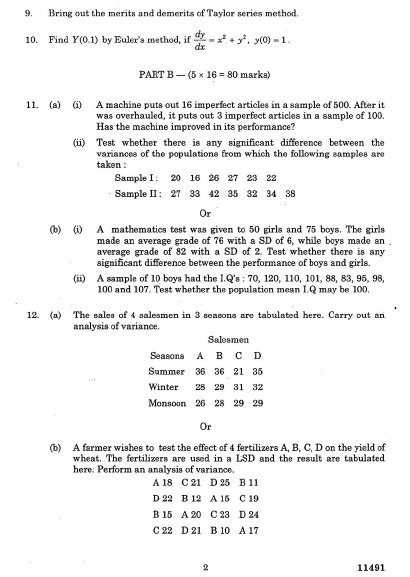 MA2266 Statistics and Numerical Methods Nov Dec 2012 Question Paper ...