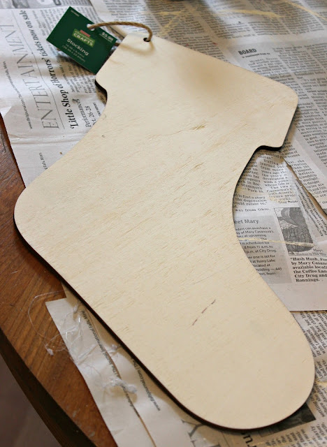 Easy DIY Rustic Faux Barn Wood Christmas Stocking - Organized Clutter