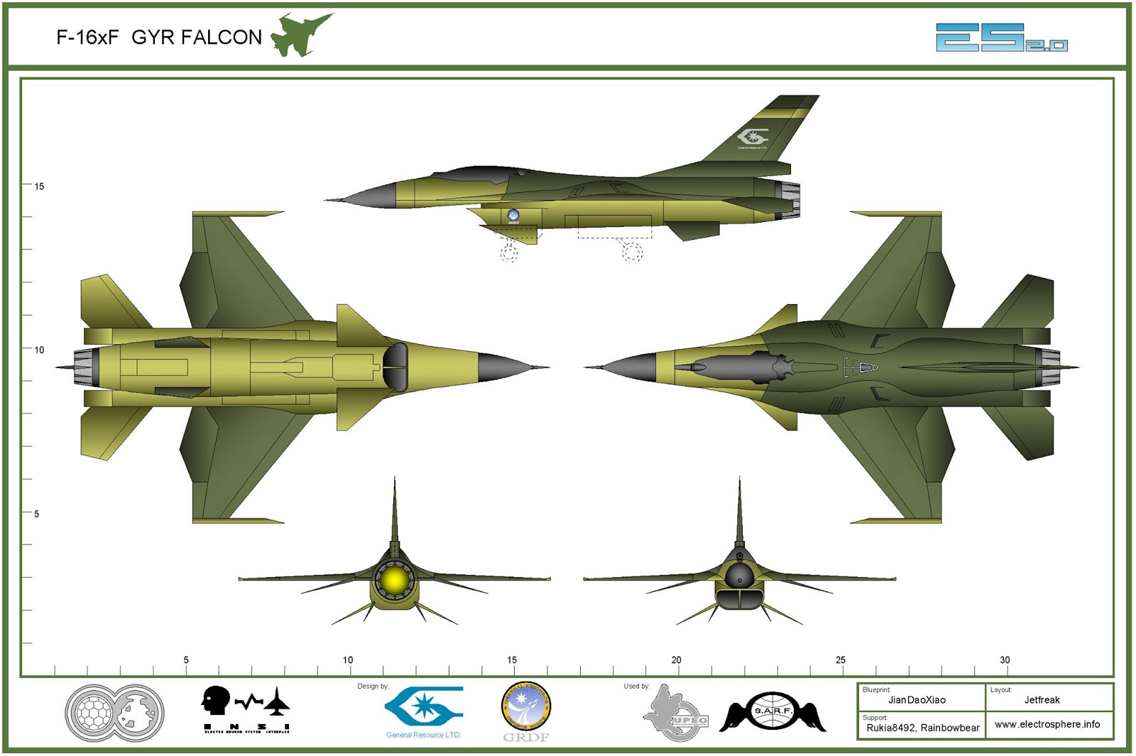 Ace Combat Model - Drawings: F-16xF Gyrfalcon